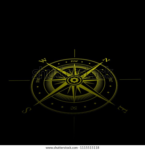 Yellow Windrose Silhouette Perspective Isolated On Stock Vector ...