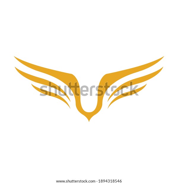 Yellow Wing Icon Flat Style Isolated Stock Vector (Royalty Free ...