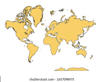 Yellow World Map On White Background Stock Vector (Royalty Free ...