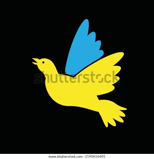 Yellowblue Doves Flying On Black Background Stock Vector (Royalty Free ...