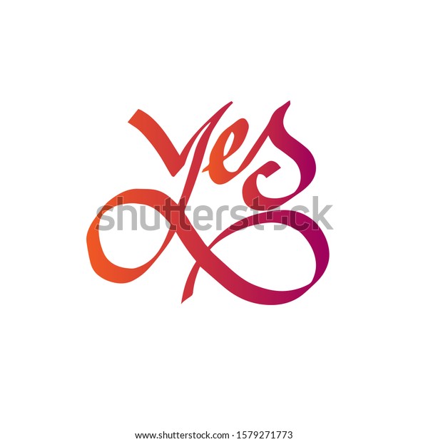 Yes Hand Written Calligraphy Lettering Postcard Stock Vector (Royalty ...