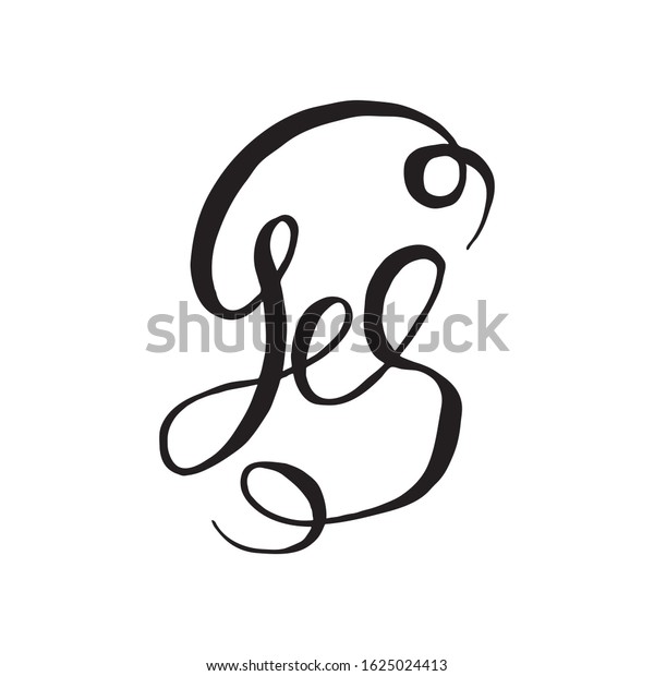 Yes Lettering Vector Calligraphy Handwriting Word Stock Vector (Royalty ...