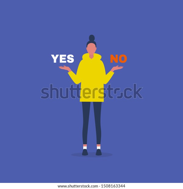 Yes No Decision Making Young Female Stock Vector (Royalty Free ...