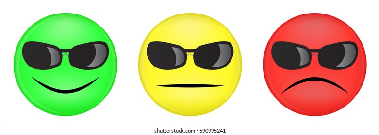 Yellow Emoticons Expressing Emotions On White Foto stock 1722993313 ...