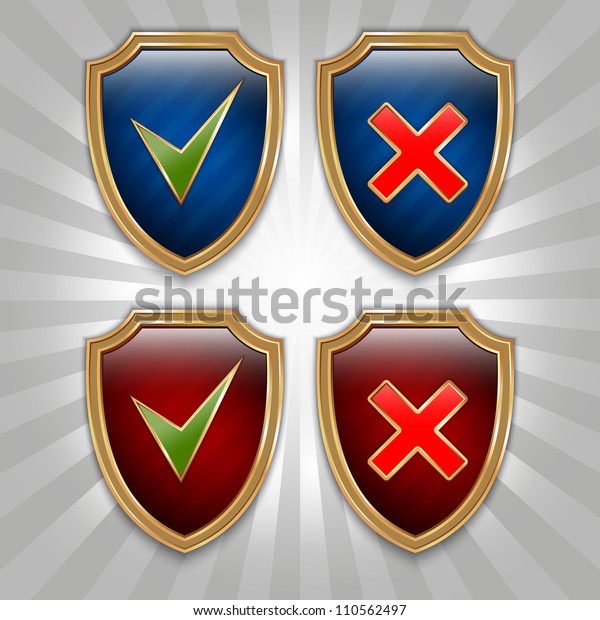Yes No Signs Shield Set Stock Vector (Royalty Free) 110562497 ...