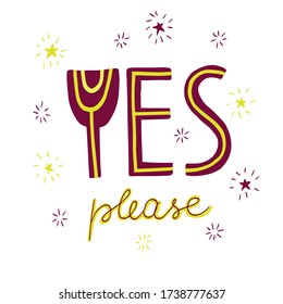 Yes Please Illustration Hand Drawnvector Stock Vector (Royalty Free ...