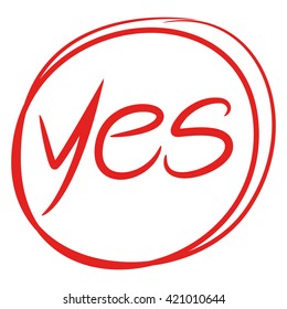 Yes Symbol Red Circle Stock Vector (Royalty Free) 421010644 | Shutterstock