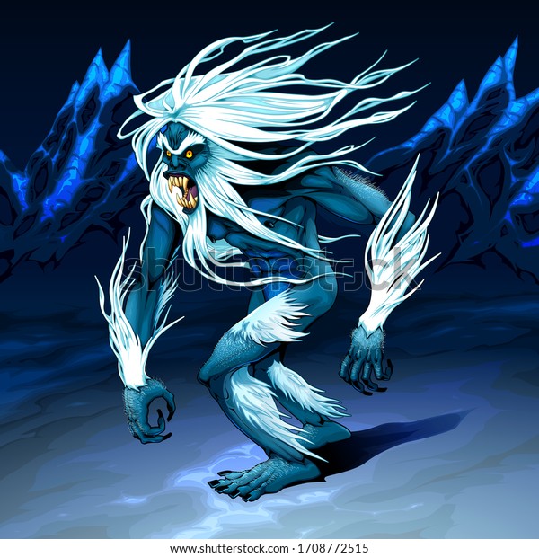 Yeti Walking Night Vector Horror Illustration: เวกเตอร์สต็อก (ปลอดค่า ...