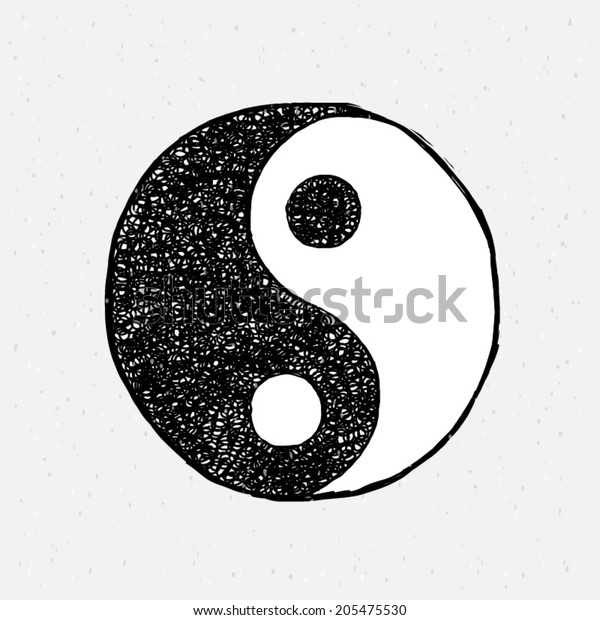 Yin Yang Drawing Stock Vector (Royalty Free) 205475530