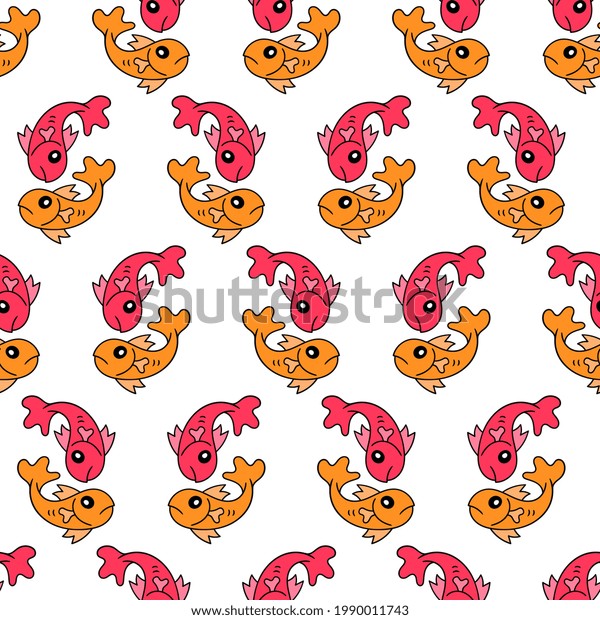 Yin Yang Fish Seamless Repeat Pattern Stock Vector (Royalty Free ...