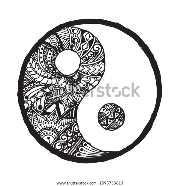 Yin Yang Hand Drawn Symbol Decorative Stock Vector (Royalty Free ...