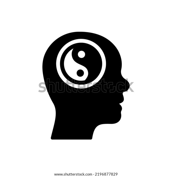 Yin Yang Man Head Silhouette Icon Stock Vector (Royalty Free ...