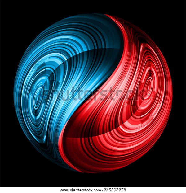 Yin Yang Symbol Blue Red Color Stock Vector (Royalty Free) 265808258