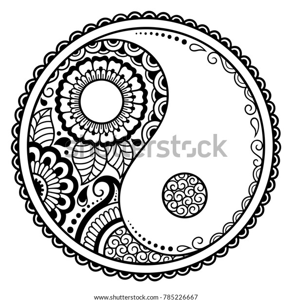 Yinyang Hand Drawn Symbol Circular Pattern Stock Vector (Royalty Free ...
