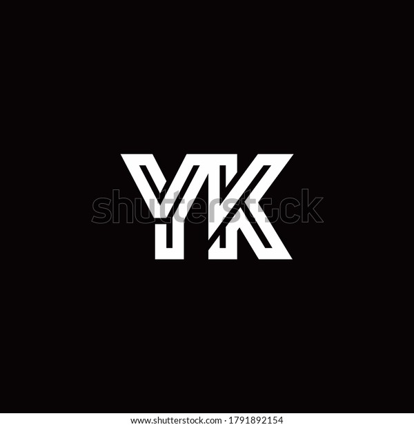 YK monogram logo with abstract line design template