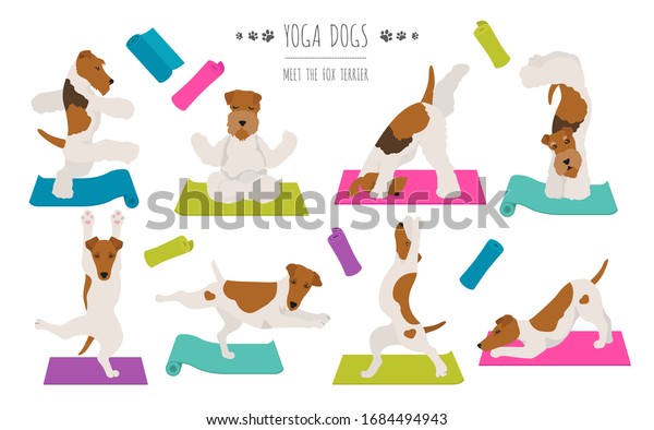 Yoga Dogs Poses Exercises Poster Design Stock Vector (Royalty Free ...