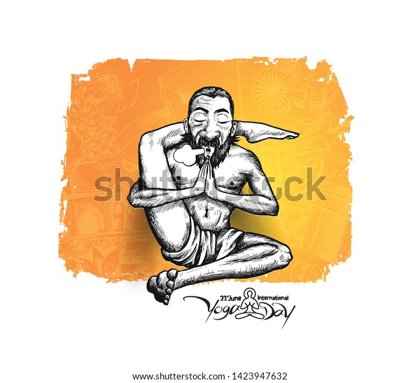 Yoga Guru Baba Yoga Pose 21st Stock Vector (Royalty Free) 1423947632 ...