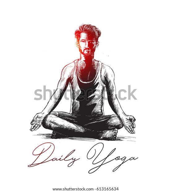 Yoga Hand Drawn Sketch Vector Illustration 스톡 벡터(로열티 프리) 613165634 ...
