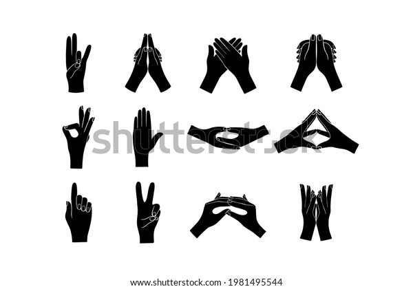 Yoga Hand Mudras Vector Handdrawn Set Stock Vector (Royalty Free ...