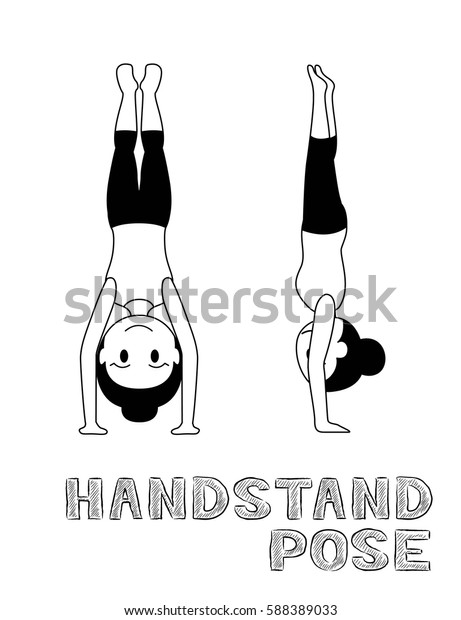 Yoga Handstand Pose Cartoon Vector Illustration Stock Vector (Royalty ...