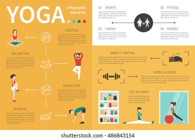 Yoga Infographic Flat Vector Illustration Presentation Stock Vector ...