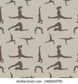 Yoga Poses Seamless Pattern Color Vector Stock Vector (Royalty Free ...