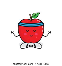 Yoga Red Apple Fruit Cute Character Stock Vector (Royalty Free ...