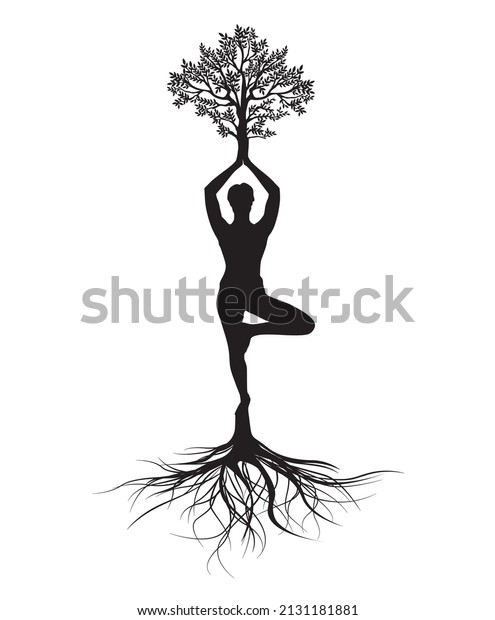 Yoga Silhouette Tree Pose Isolated Tree Stock Vector (Royalty Free ...