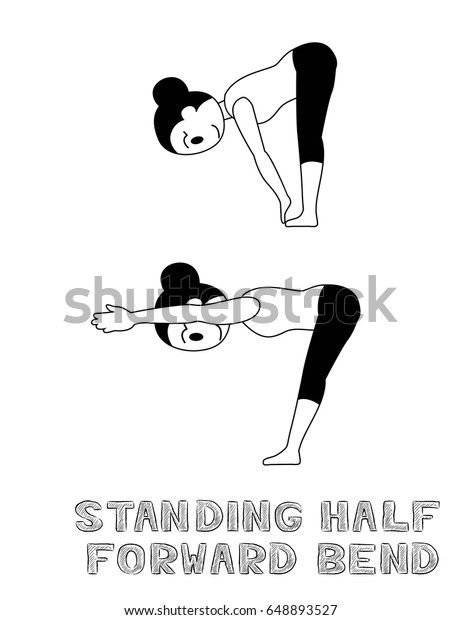 Yoga Standing Half Forward Bend Cartoon: vector de stock (libre de ...