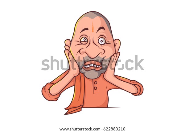 Yogi Adityanath Horrified Vector Illustration Isolated Stock Vector ...