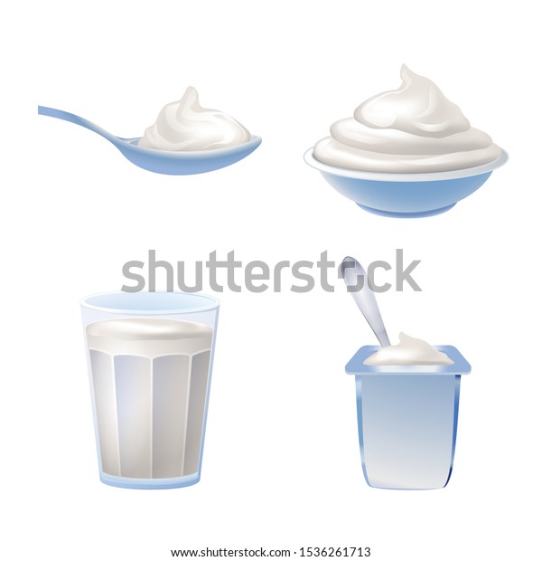 Yogurt Icons Set Cartoon Set Yogurt Stock Vector (Royalty Free ...