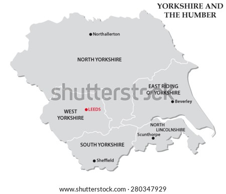 Yorkshire Humber Administrative Map Stock Vector (Royalty Free ...