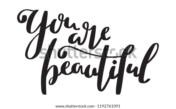 You Beautiful Vector Hand Lettering Stock Vector (Royalty Free) 1192761091