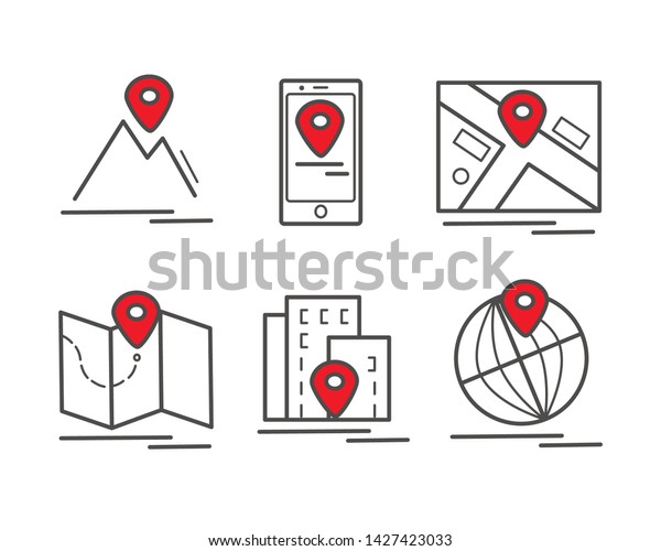 You Here Icon Set Navigation Map Stock Vector (Royalty Free) 1427423033