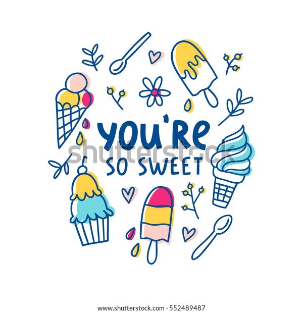 You Sweet Vector Greeting Card Stock Vector (Royalty Free) 552489487