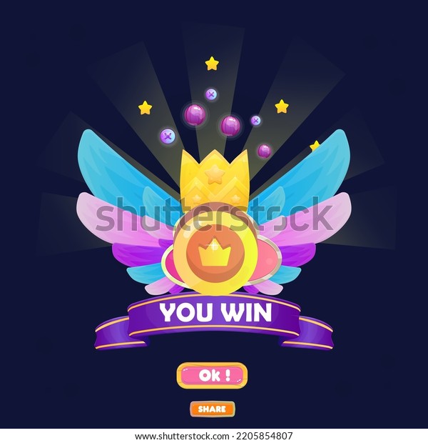 You Win Game Ui Badge Pop Stock Vector (Royalty Free) 2205854807 ...