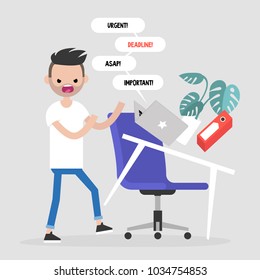 Young Angry Manager Flipping Desk Stress Stock Vector (Royalty Free ...