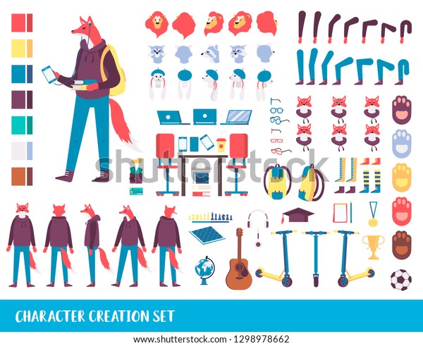 Young Animal Character Creation Set Full Stock Vector (Royalty Free ...