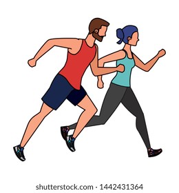 Young Athletic Couple Running Characters Stock Vector (Royalty Free ...