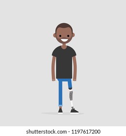 Young Black Character Prosthetic Lower Limb Stock Vector (Royalty Free ...