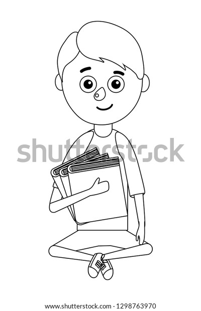 Young Boy Student Holding Book Stock Vector (Royalty Free) 1298763970 ...