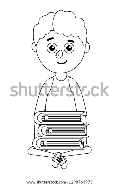 Young Boy Student Holding Book Stock Vector (Royalty Free) 1298763973 ...