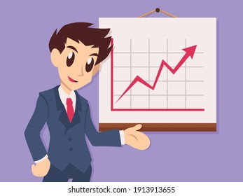 Worker Woman Presenting Graph Report Numbers Stock Vector (Royalty Free ...