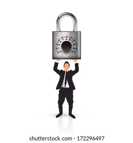 Young Businessman Holding Lock Stock Vector (Royalty Free) 172296497 ...
