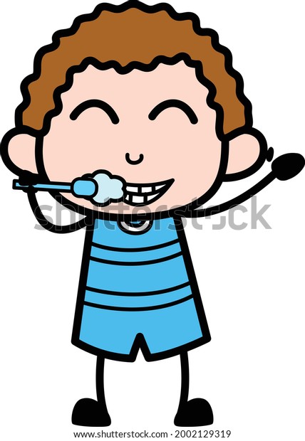 Young Cartoon Boy Brushing Teeth Stock Vector (Royalty Free) 2002129319 ...