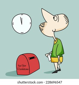 Young Cartoon Man Watching Clock Waiting Stock Vector (Royalty Free ...