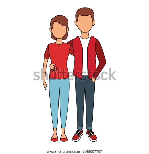 Young Couple Cartoon Faceless Stock Vector (Royalty Free) 1148007707 ...