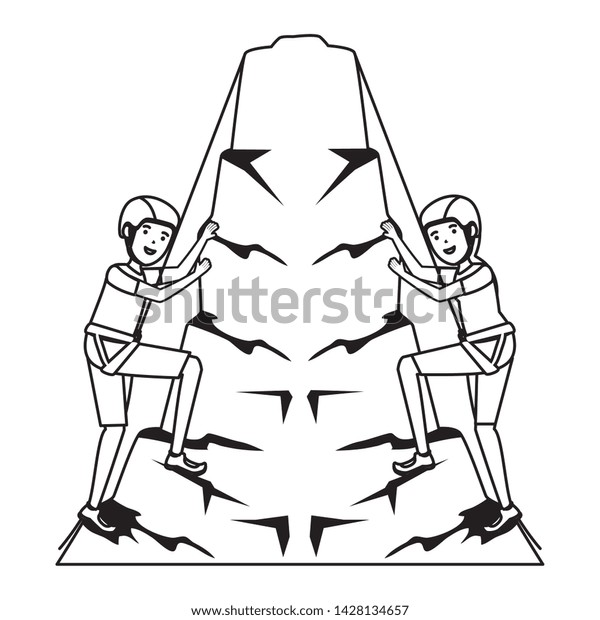 Young Couple Climbing Ropes Characters Stock Vector (Royalty Free ...