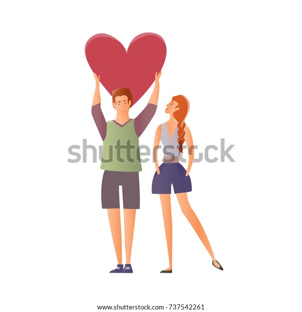 Young Couple Love Man Woman On Stock Vector Royalty Free 737542261