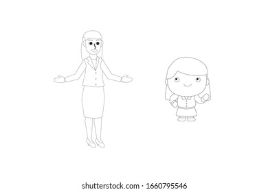 Young Female Professional Occupation Vector Outline Stock Vector ...